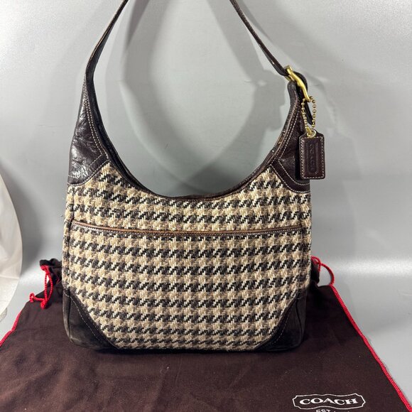 Coach | Bags | Vintage Coach F279 Hobo Houndstooth Tricot Suede ...
